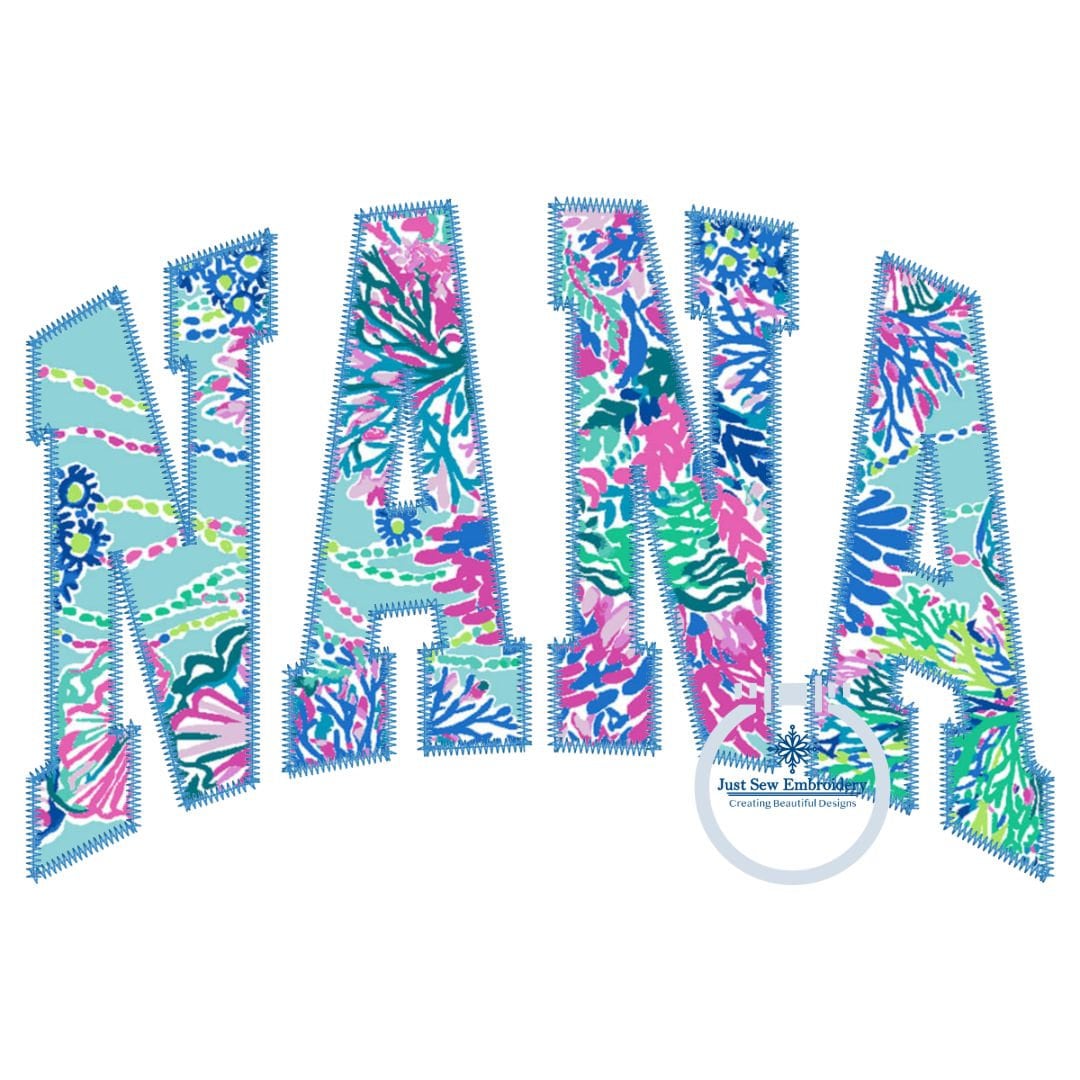 NANA Arched Applique Embroidery Design Zigzag Stitch Five Sizes 5x7 ...