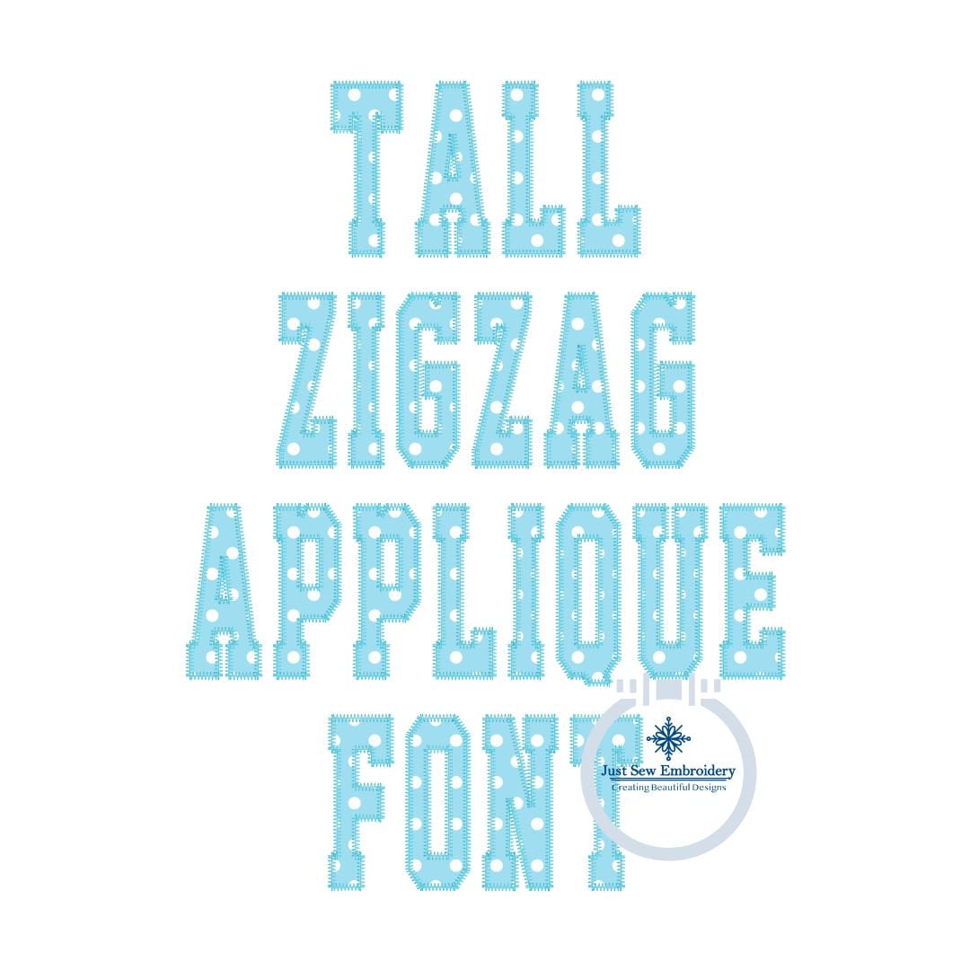 Tall Academic Zigzag Font Applique Embroidery Six Sizes 3, 4, 5, 6, 7 ...