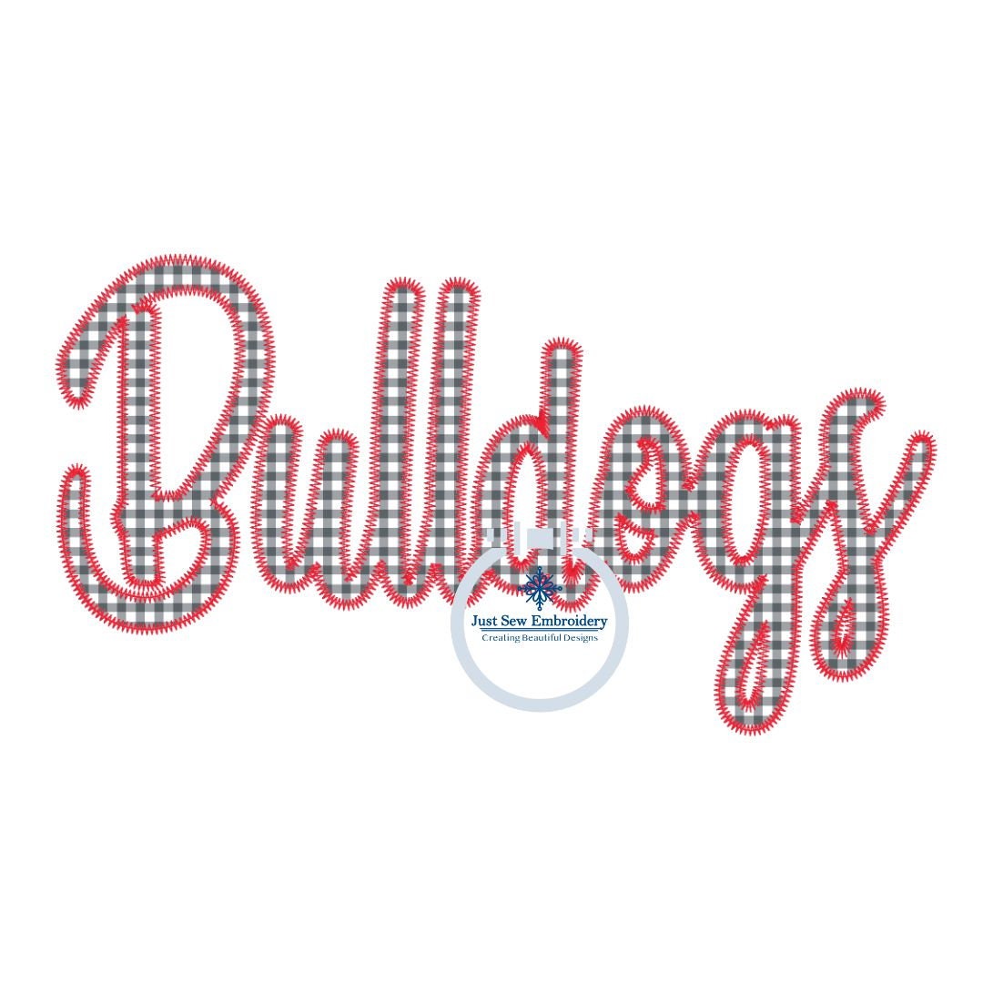 BULLDOGS Script Applique Embroidery Design Machine Embroidery Zigzag ...