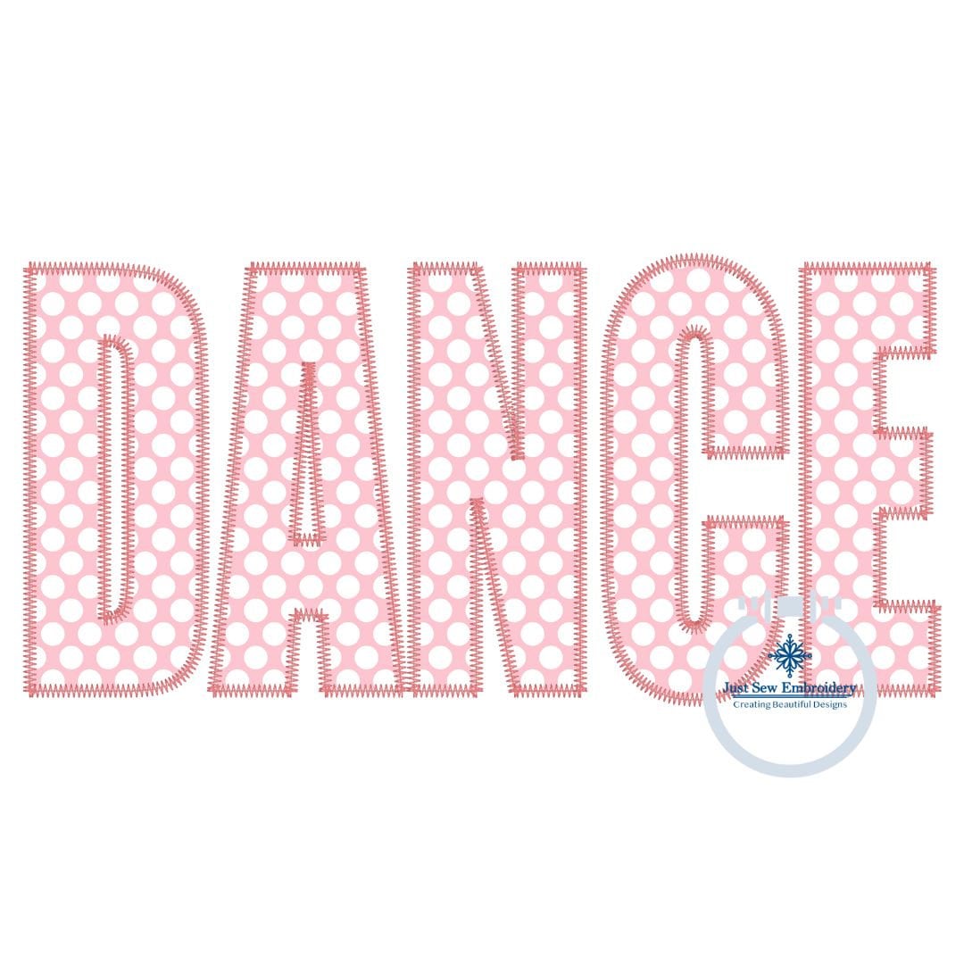 Dance Block Applique Embroidery Design Zigzag Edge Four Sizes 5x7, 8x8 ...