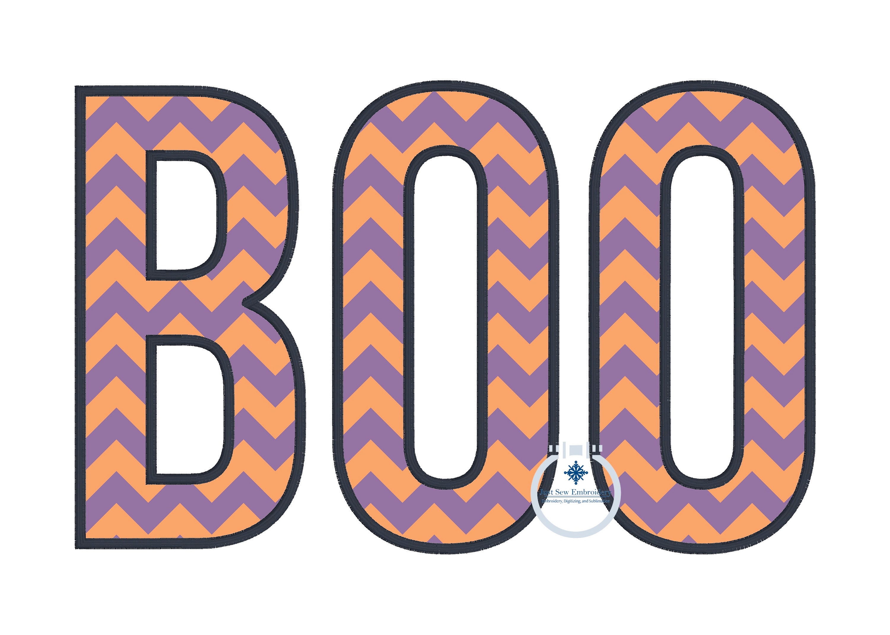 BOO Applique Machine Embroidery Design Satin Stitch Four Sizes 5x7, 8x8 ...