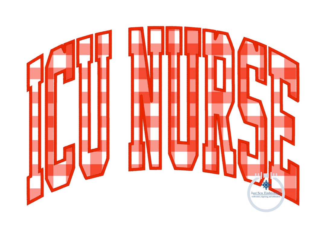 ICU NURSE Arched Satin Applique Embroidery Nursing Nurses - Etsy