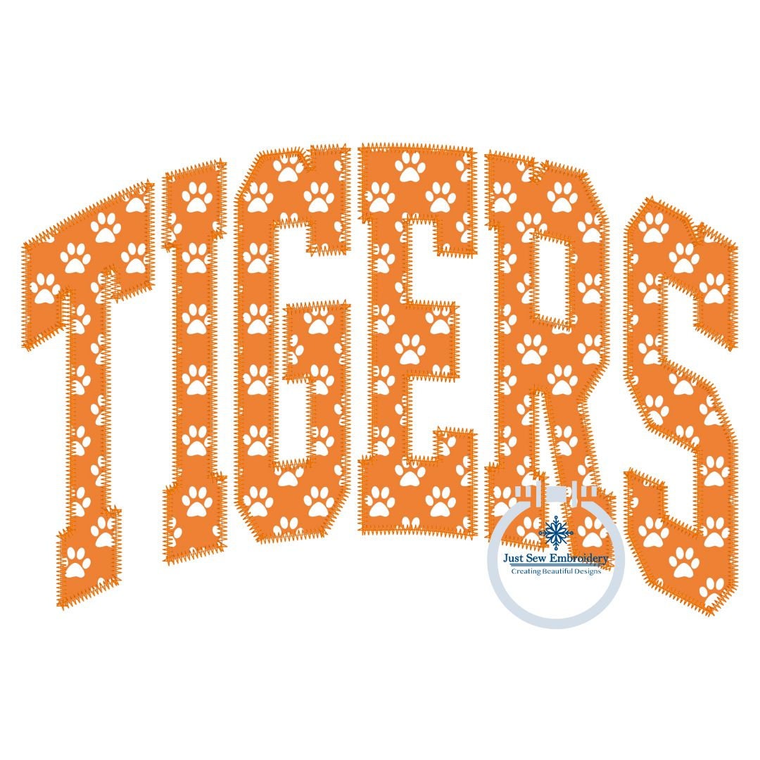 TIGERS Arched Zigzag Applique Embroidery Design Machine Embroidery Five ...