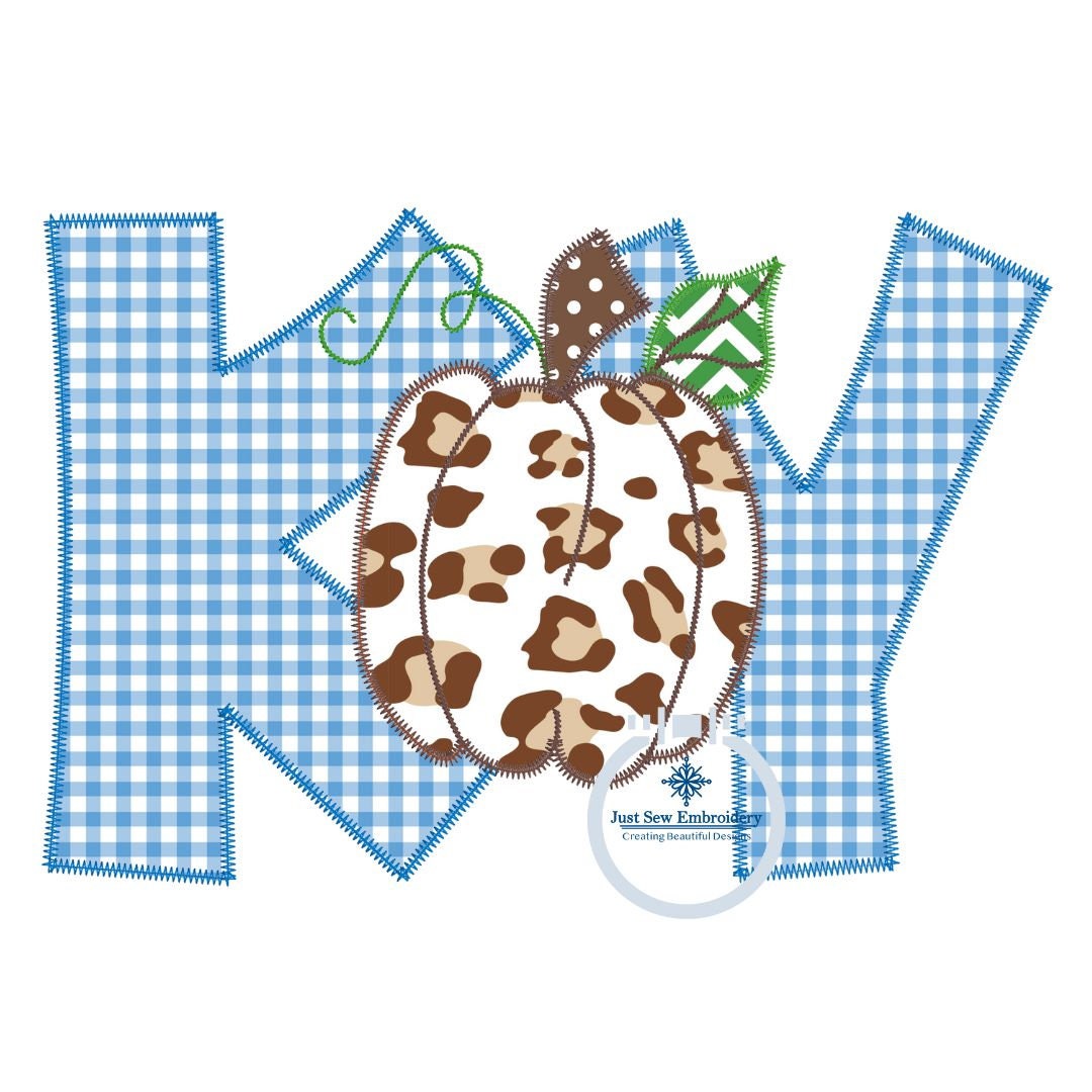 KY Pumpkin Applique Embroidery Zigzag Edge Stitch Kentucky Five Sizes ...