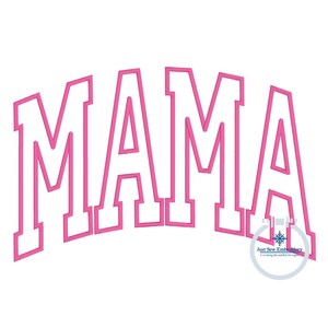 MAMA Arched Satin Applique Embroidery Design Academic Font Six Sizes ...