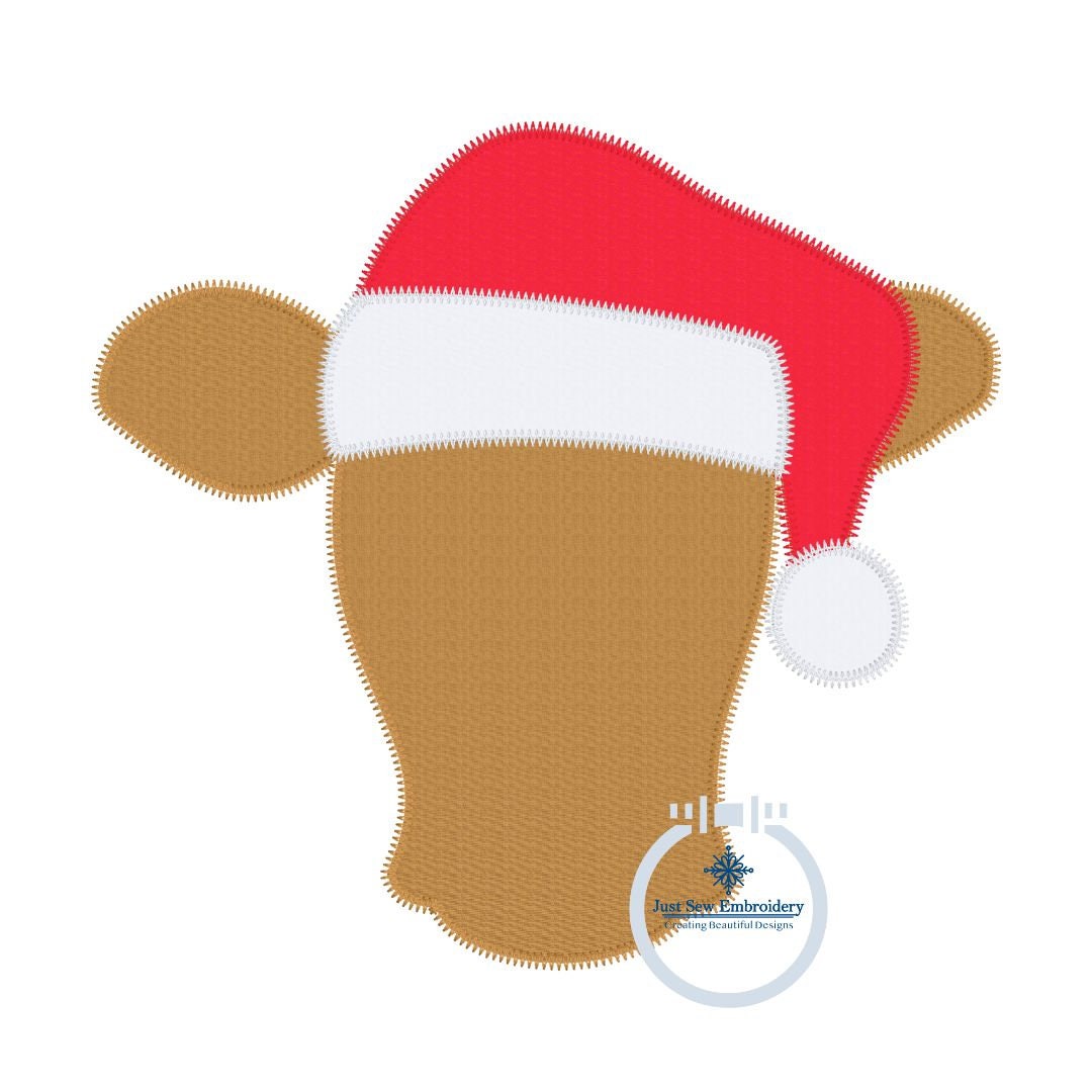 Santa Cow Heifer Zigzag Applique Machine Embroidery Design Three Sizes ...