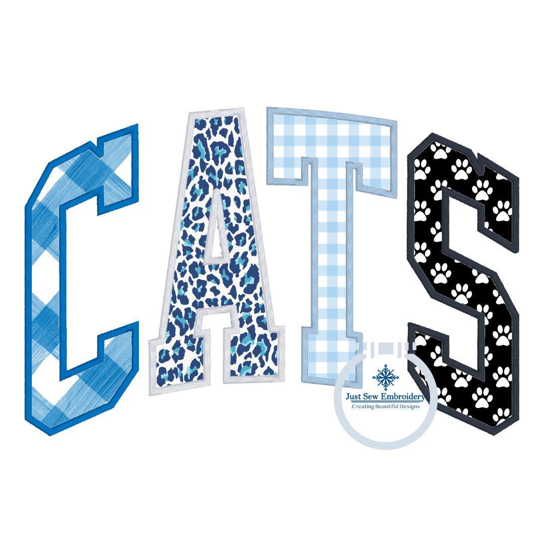 Cats Arched Multi Colored Applique Embroidery Design Machine Embroidery ...