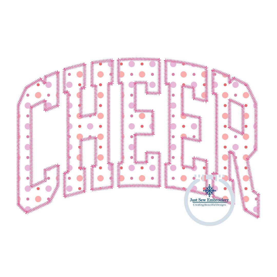 Cheer Arched Applique Embroidery Design Zigzag Stitch Edge Six Sizes ...