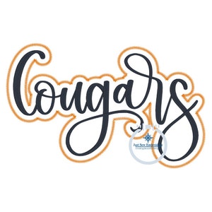 Cougars Zigzag Applique Patch Embroidery Design Script Satin Stitch Six Sizes: 5x7, 8x8, 9x9 ...