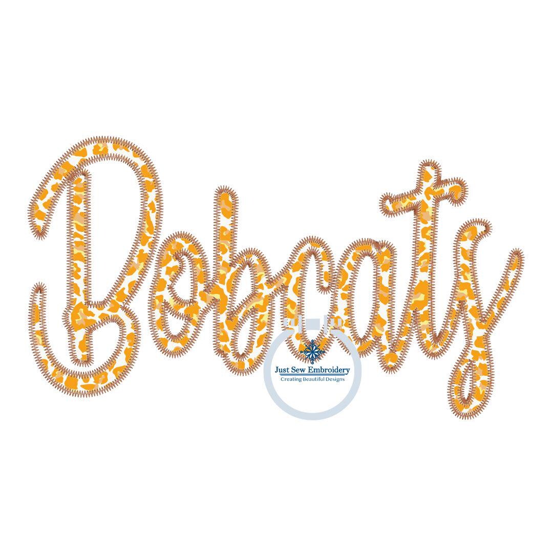 BOBCATS Script Applique Embroidery Design Machine Embroidery Zigzag Edge Two Sizes 6x10 and 7x12 ...