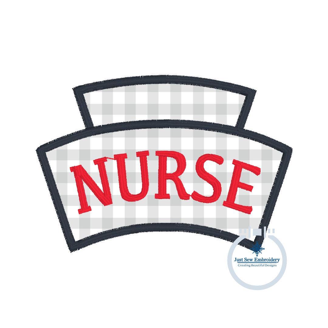 Nurse's Cap Satin Applique Embroidery Nursing Nurses Design Two Sizes ...