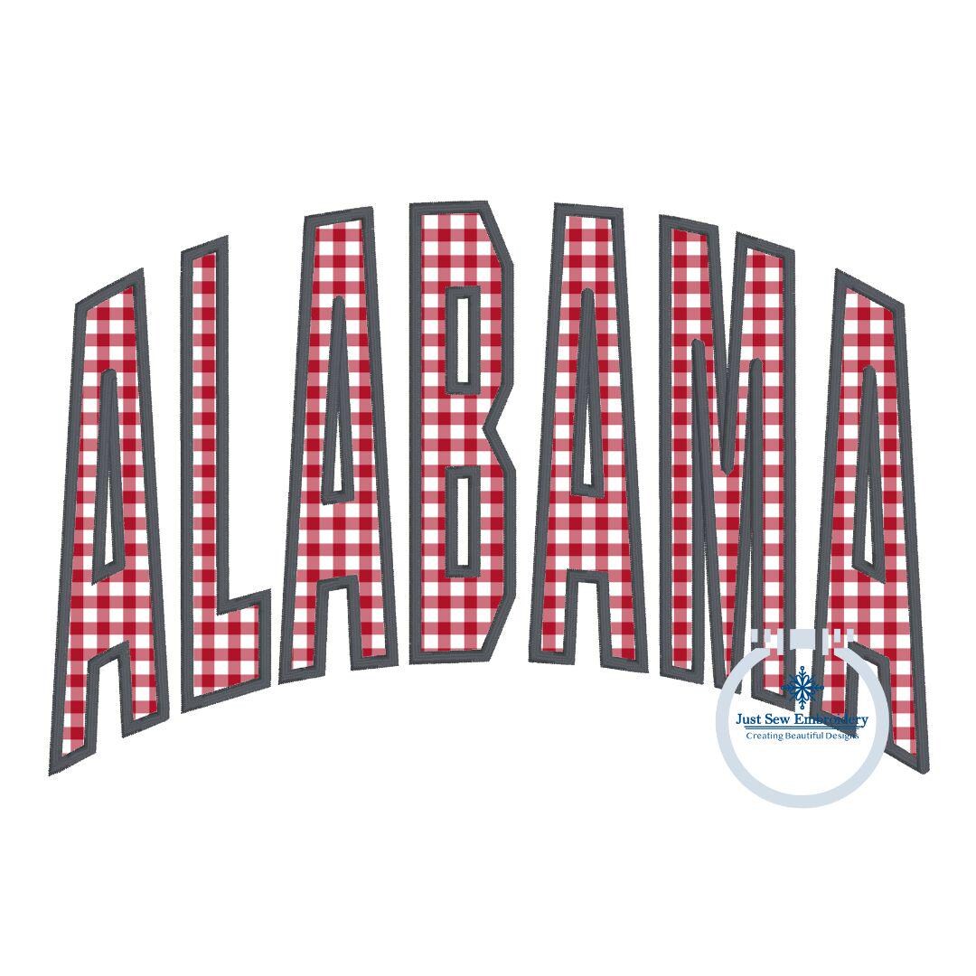 Alabama Arched Satin Applique Embroidery Design Three Sizes 8x8, 6x10 ...