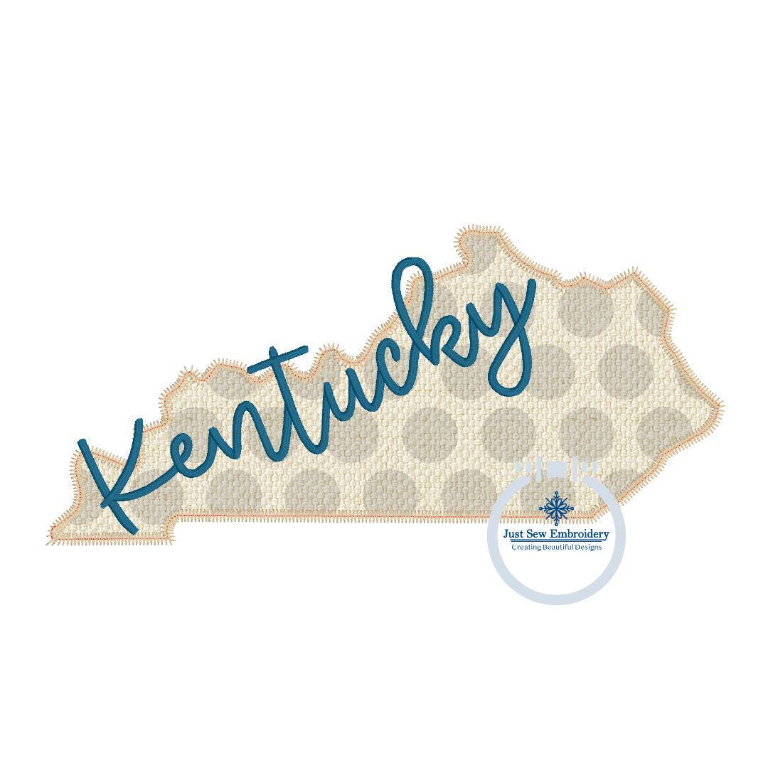 KY State Applique Embroidery With Kentucky Script Overlap Zigzag Stitch ...