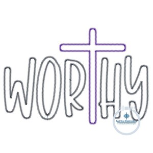 Worthy Cross Applique Embroidery Design Zigzag Stitch Christian Easter ...