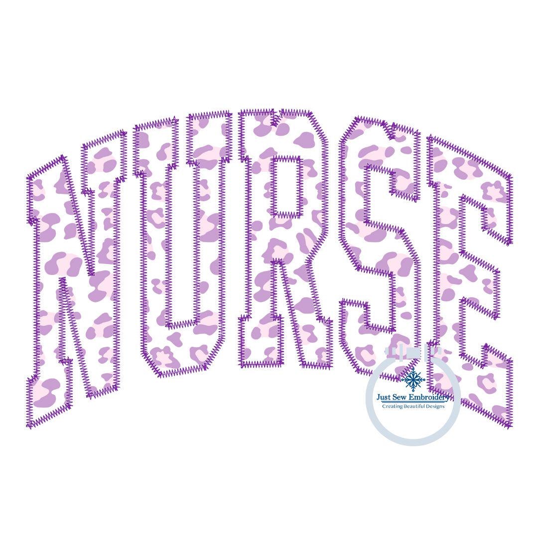 NURSE Arched Zigzag Applique Embroidery Nursing Nurses Design Five ...