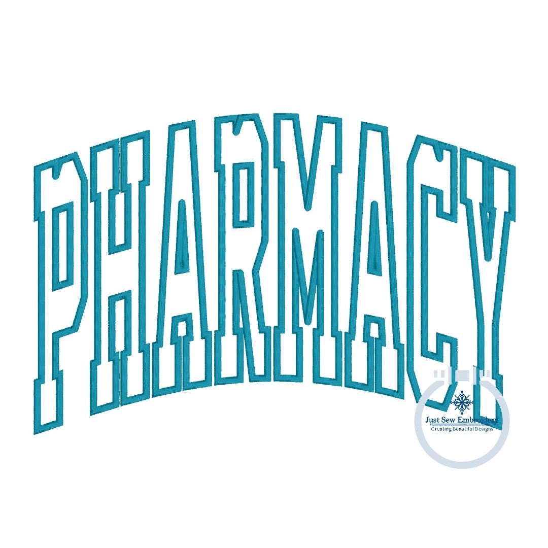 Pharmacy Arched Applique Embroidery Satin Stitch Design Three Sizes ...