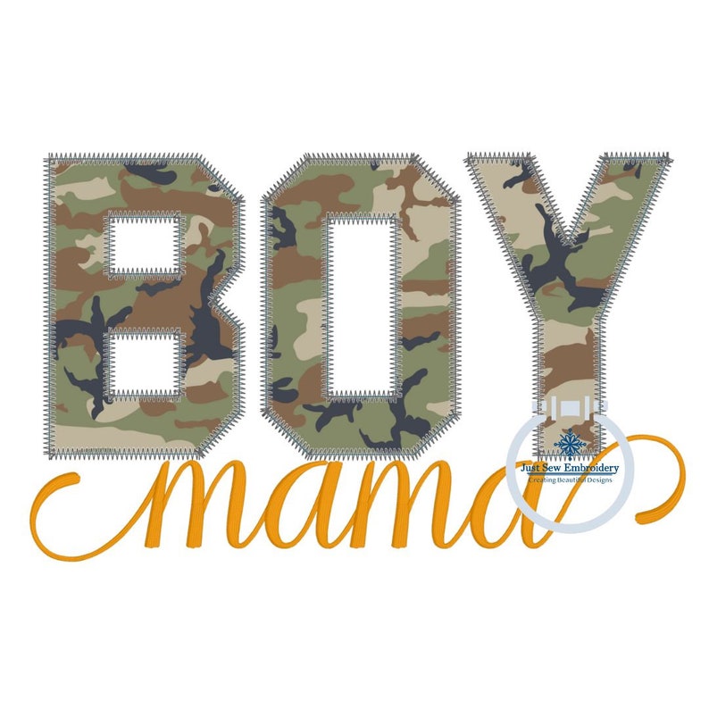 Boy Mama Block Applique Embroidery With Satin Script Three Sizes 5x7 ...