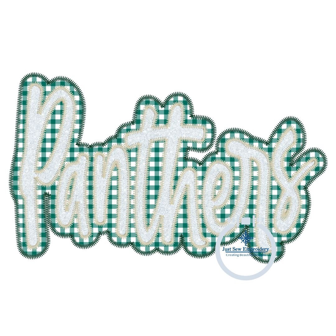 PANTHERS Double Zigzag Applique Embroidery Script Two Layer Design Two ...