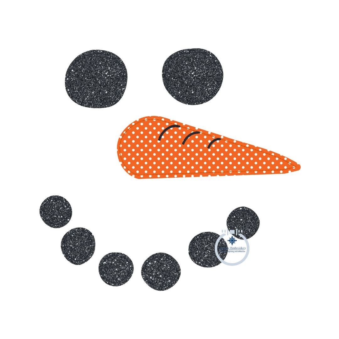 Snowman Face Applique Embroidery Design Four Sizes With 3 Edge Stitches ...