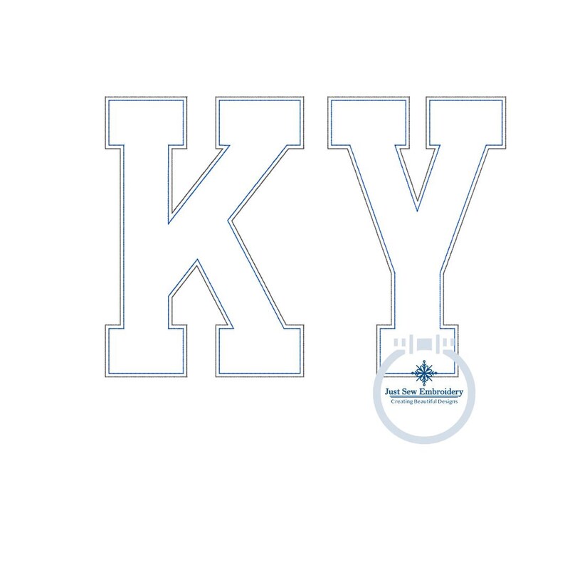 KY Reverse Applique Embroidery Design Bean Stitch Five Sizes 5x7, 8x8 ...