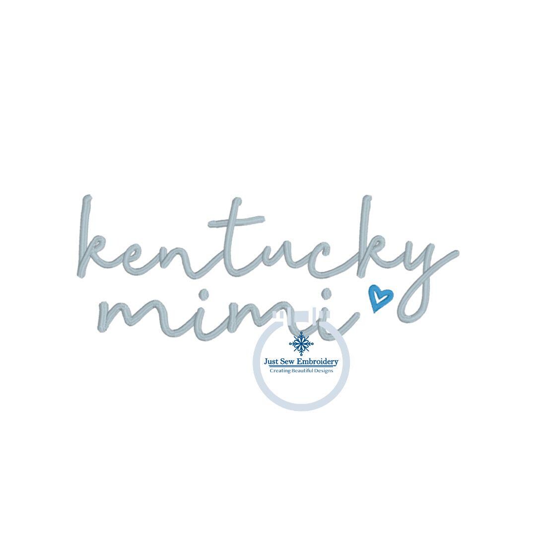 Kentucky Mimi Script Embroidery Design With Heart for Hat Hoop - Etsy
