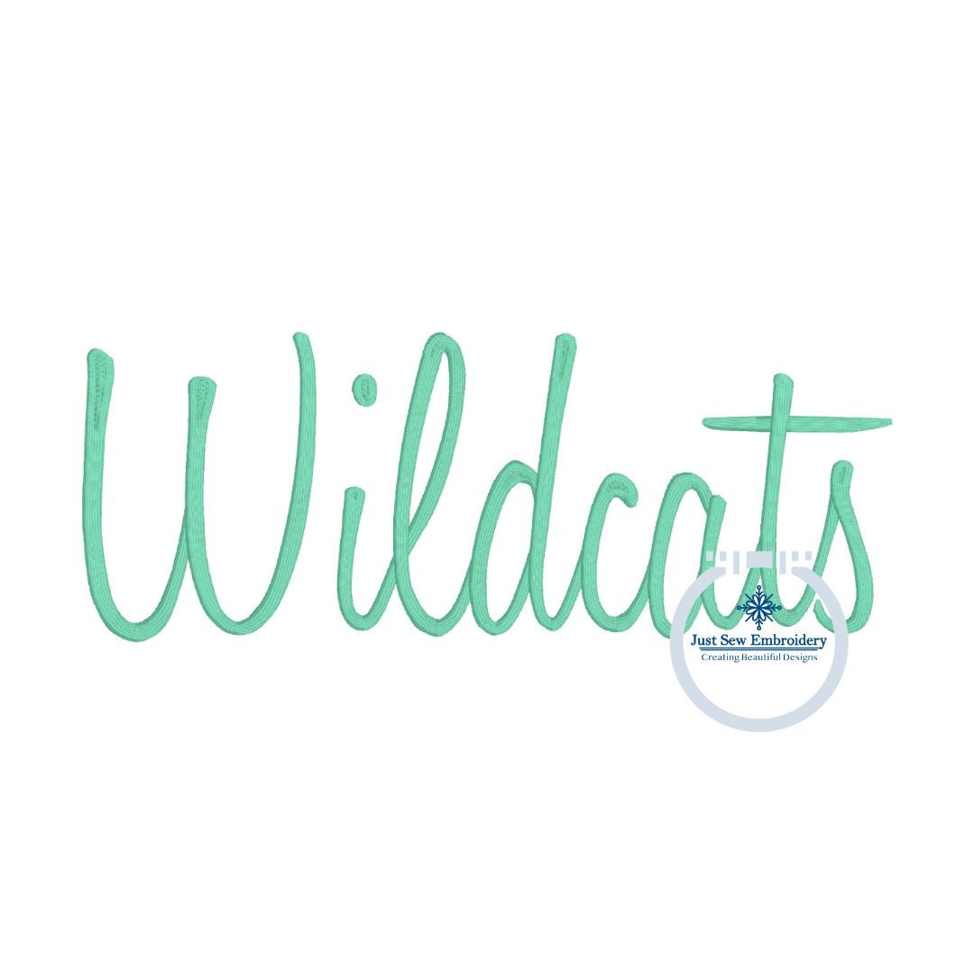Wildcats Embroidered Script Satin Stitch Design Five Sizes 5x7, 8x8 ...