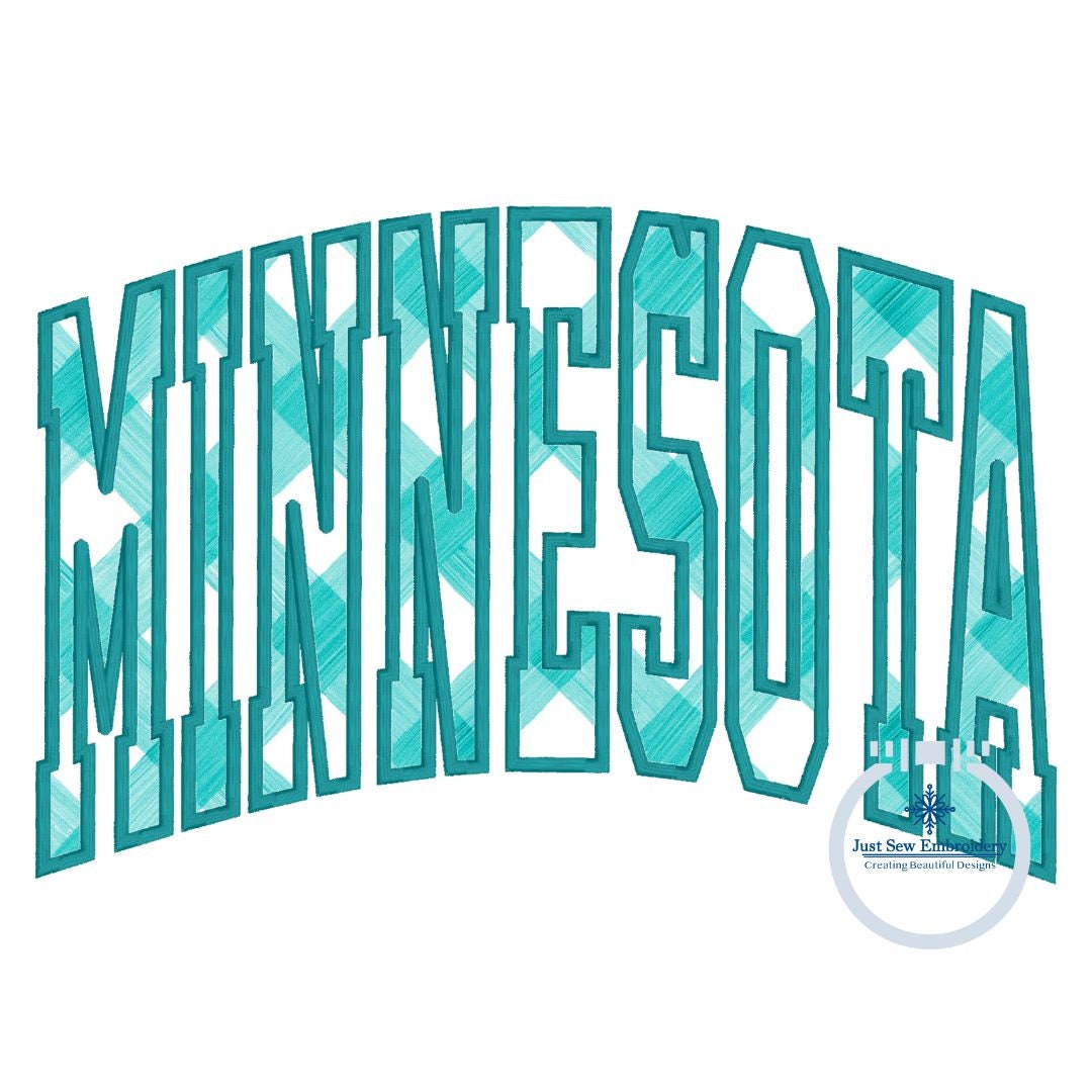 Minnesota Arched Applique Embroidery Satin Edge Design Three Sizes 6x10 ...