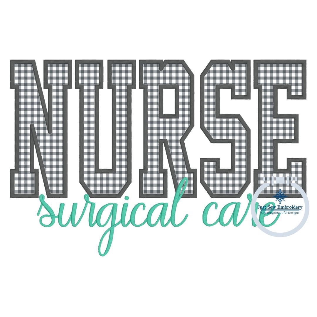 NURSE Block Satin Applique Embroidery Surgical Care Satin Script ...