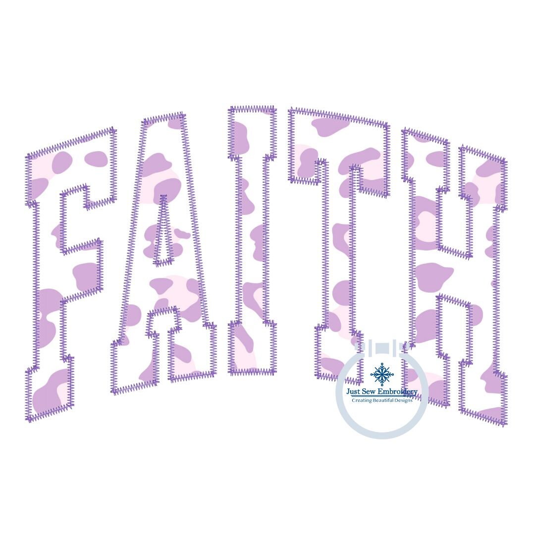 FAITH Arched Zigzag Applique Embroidery Design Five Sizes 5x7, 8x8 ...