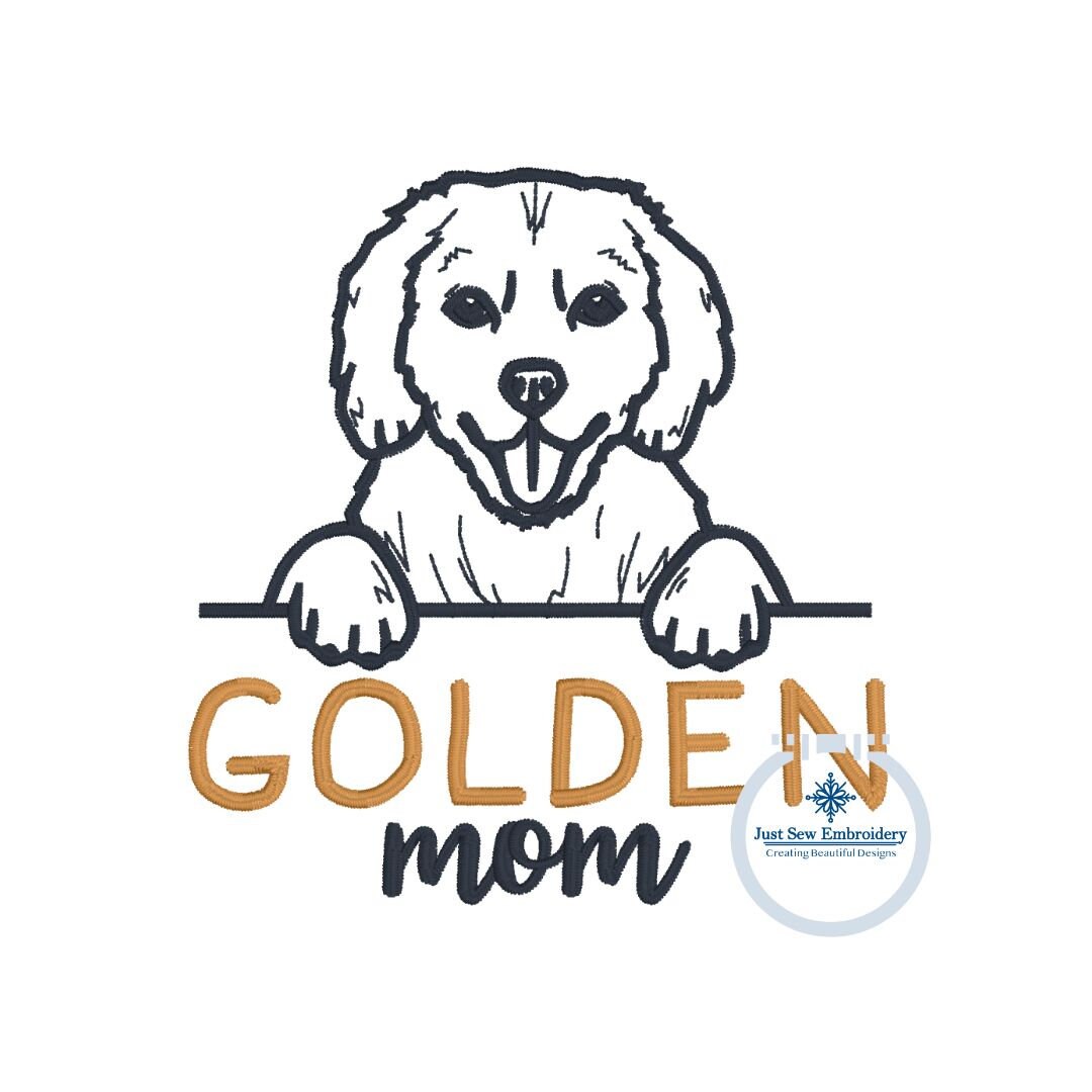 Golden Mom Peeker Embroidery Golden Retriever Embroidery Design One ...