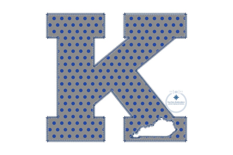 Applique Embroidery K With State Cutout Design Three Sizes - Etsy