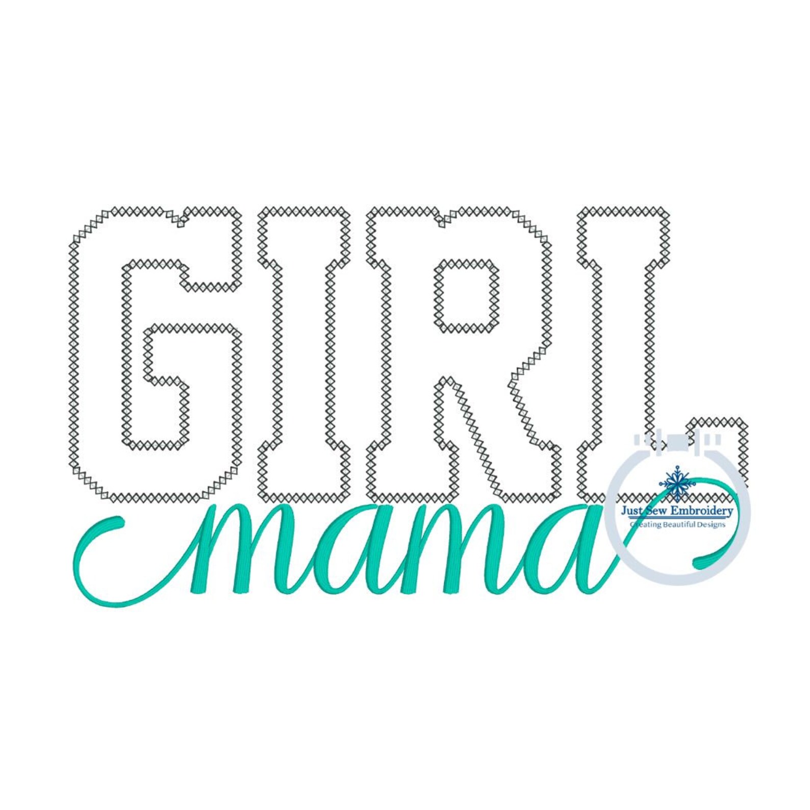Girl Mama Applique With Satin Script Embroidery Design Diamond - Etsy