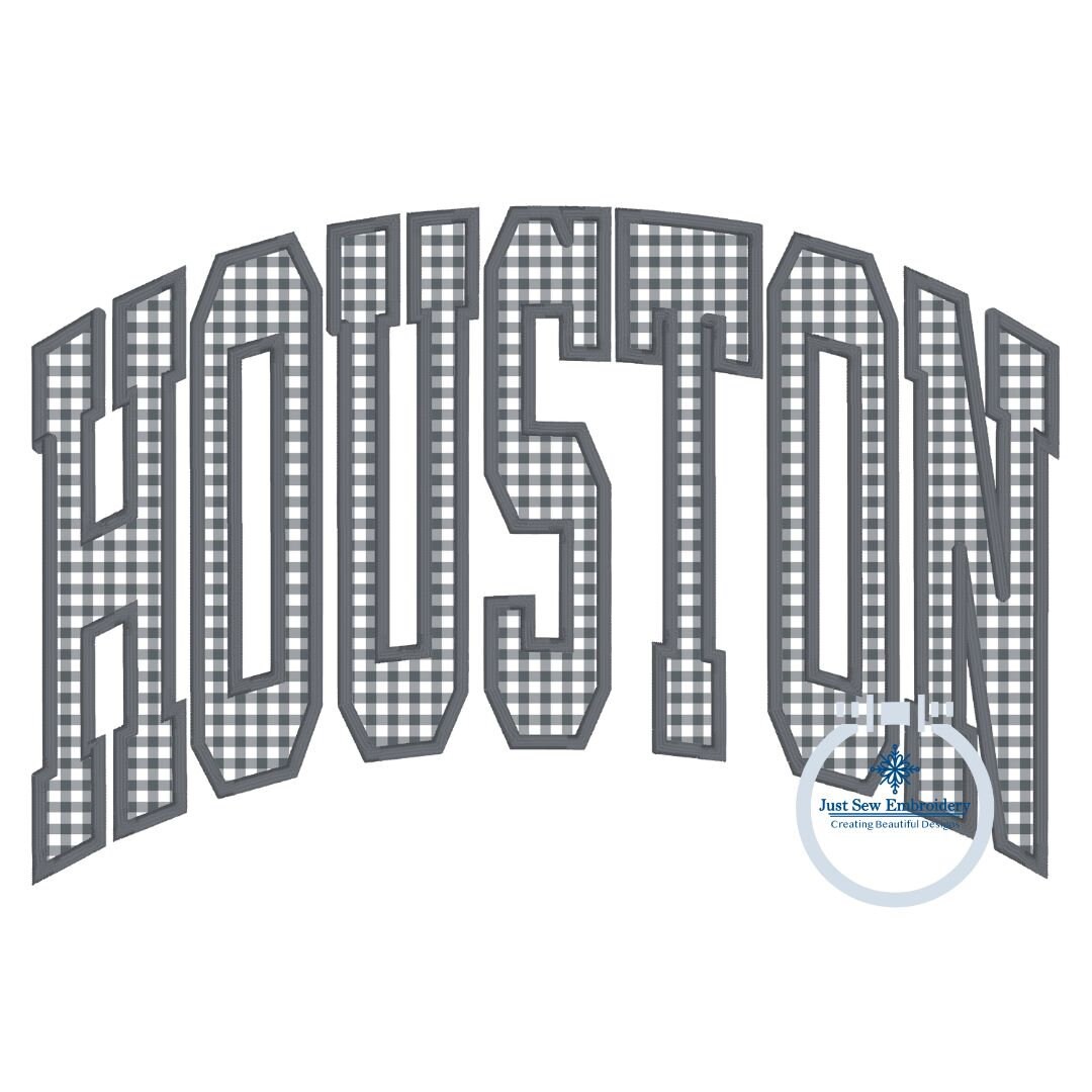 Houston Arched Satin Applique Embroidery Three Sizes 6x10, 7x12, and ...
