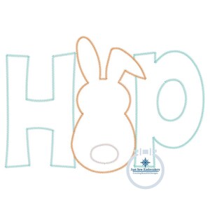 Bunny Hop Applique Machine Embroidery Design With Zigzag Finishing ...