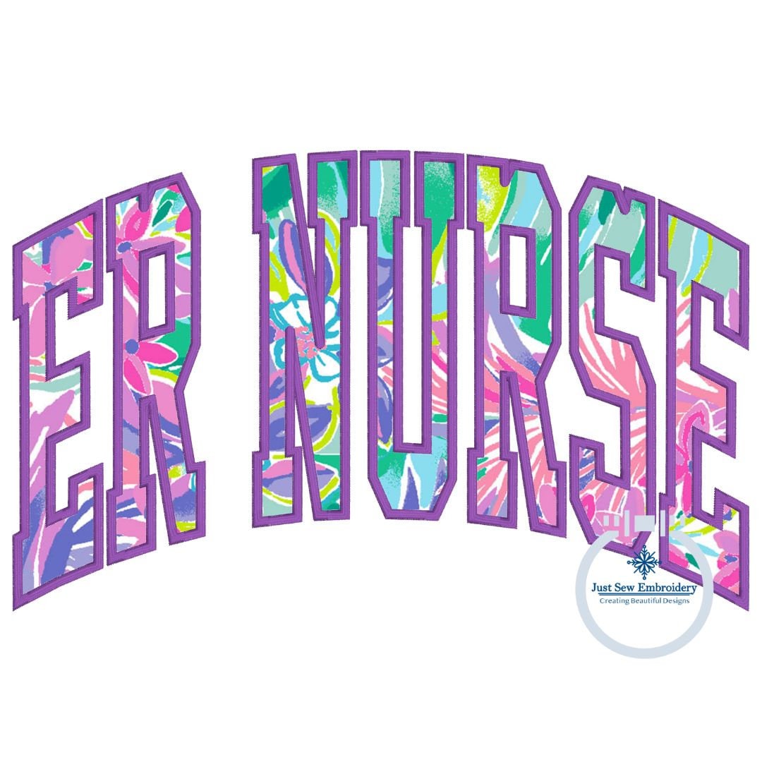 ER NURSE Arched Satin Applique Embroidery Nursing Nurses Design Three ...