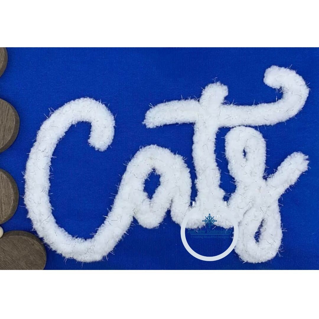 CATS Script Chenille Yarn Applique Design Machine Embroidery Five Sizes ...
