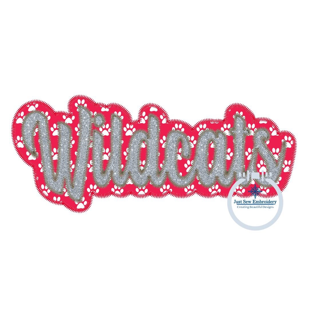WILDCATS Applique Embroidery Script Two Layer Machine Embroidery Zigzag ...