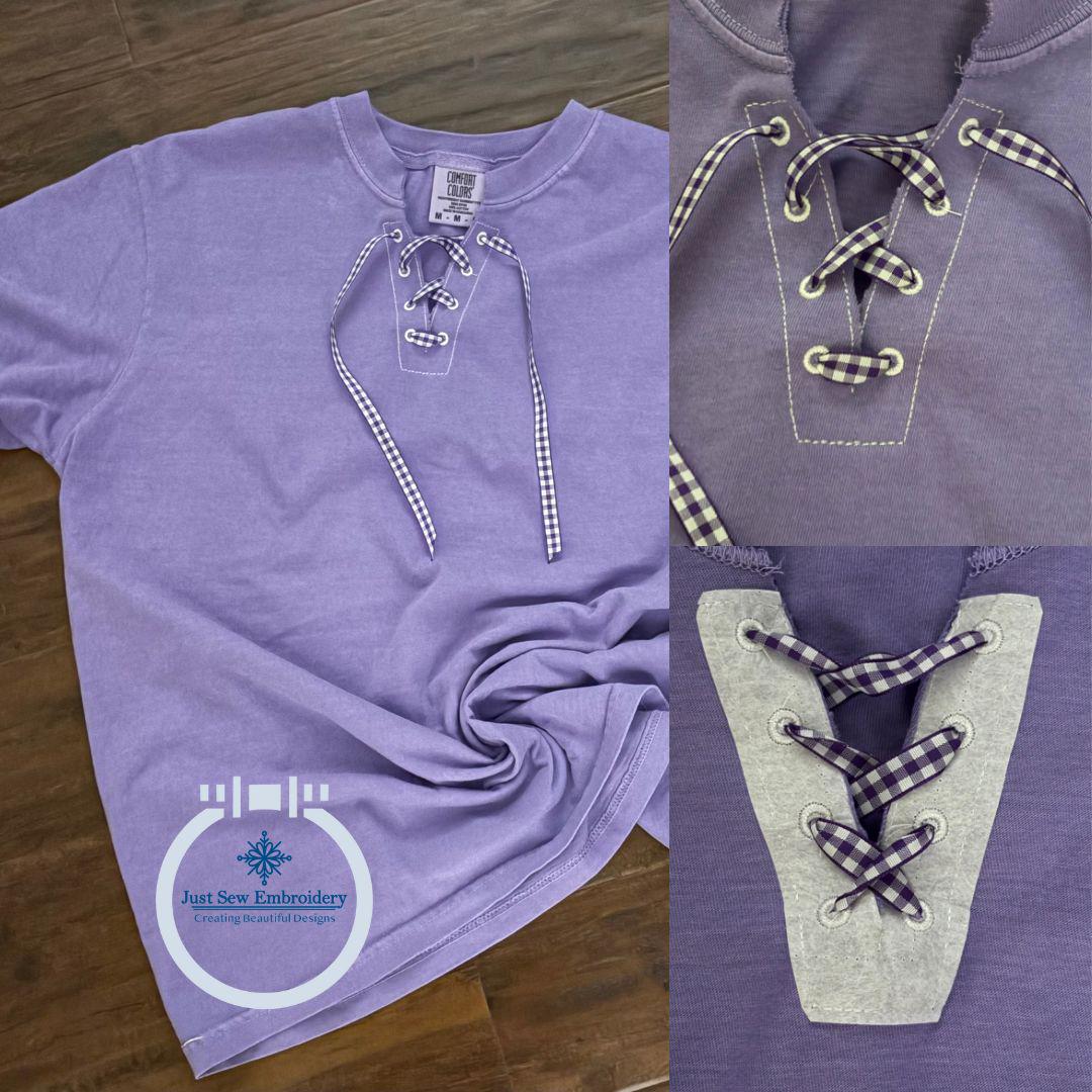 Lace up Eyelet Placket Embroidery Design for Shirt Neck or Side Seam 3 ...