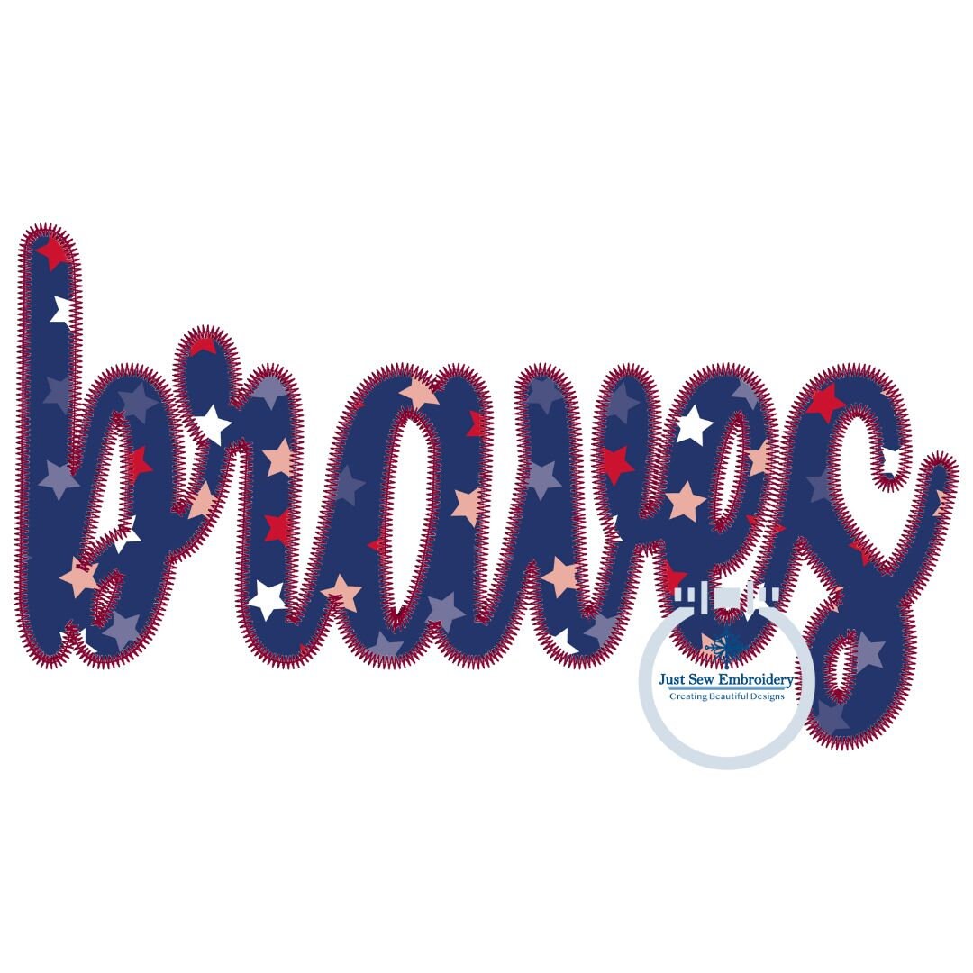 Braves Applique Embroidery Script Design Machine Embroidery Zigzag Edge ...