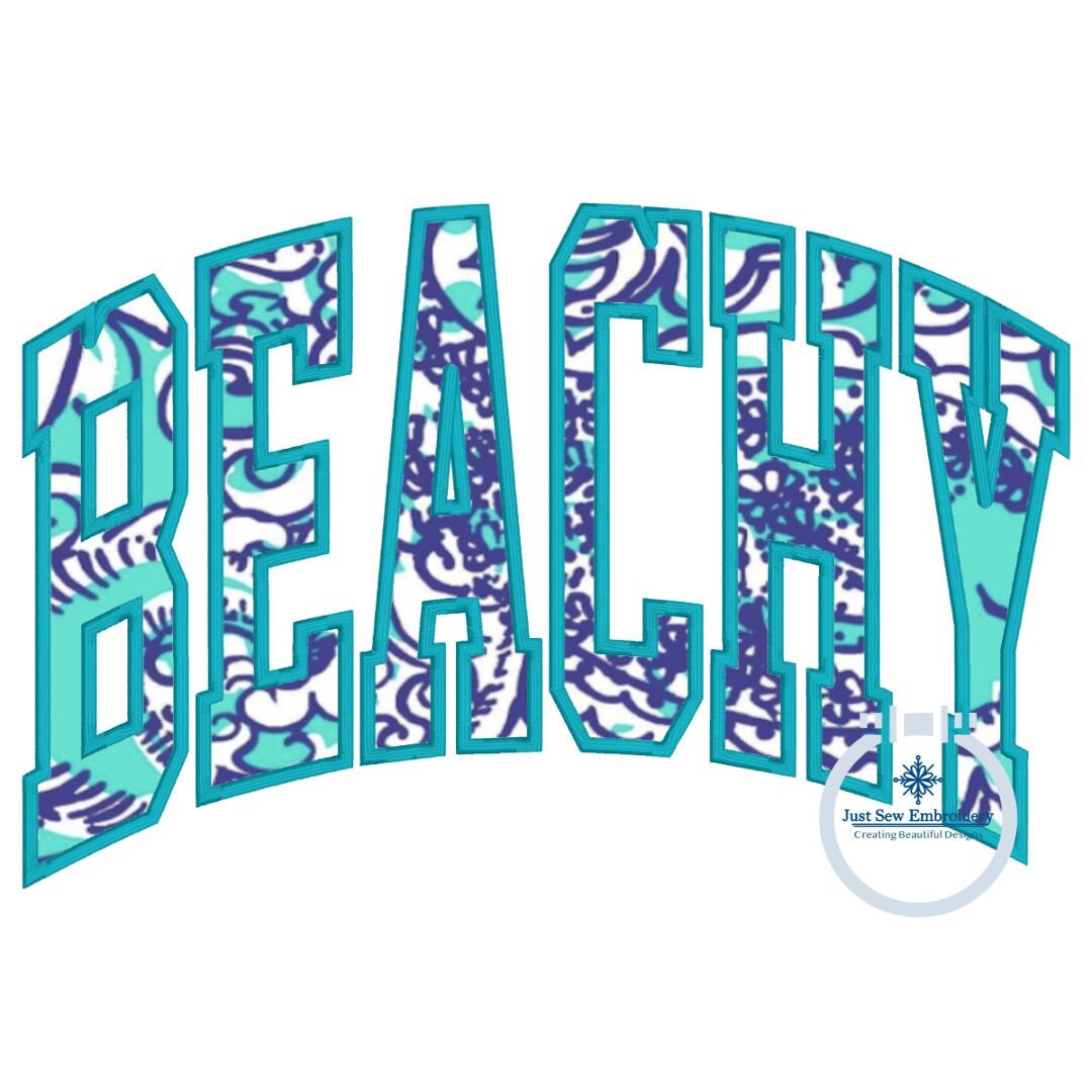 Beachy Arched Satin Applique Embroidery Design Outline Four Sizes 8x8 ...