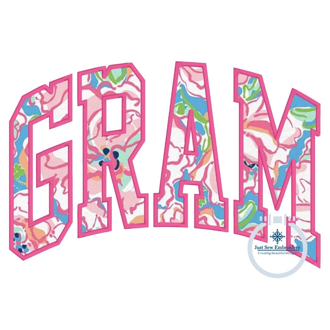 GRAM Arched Satin Applique Embroidery Design Five Sizes 5x7, 8x8, 6x10 ...