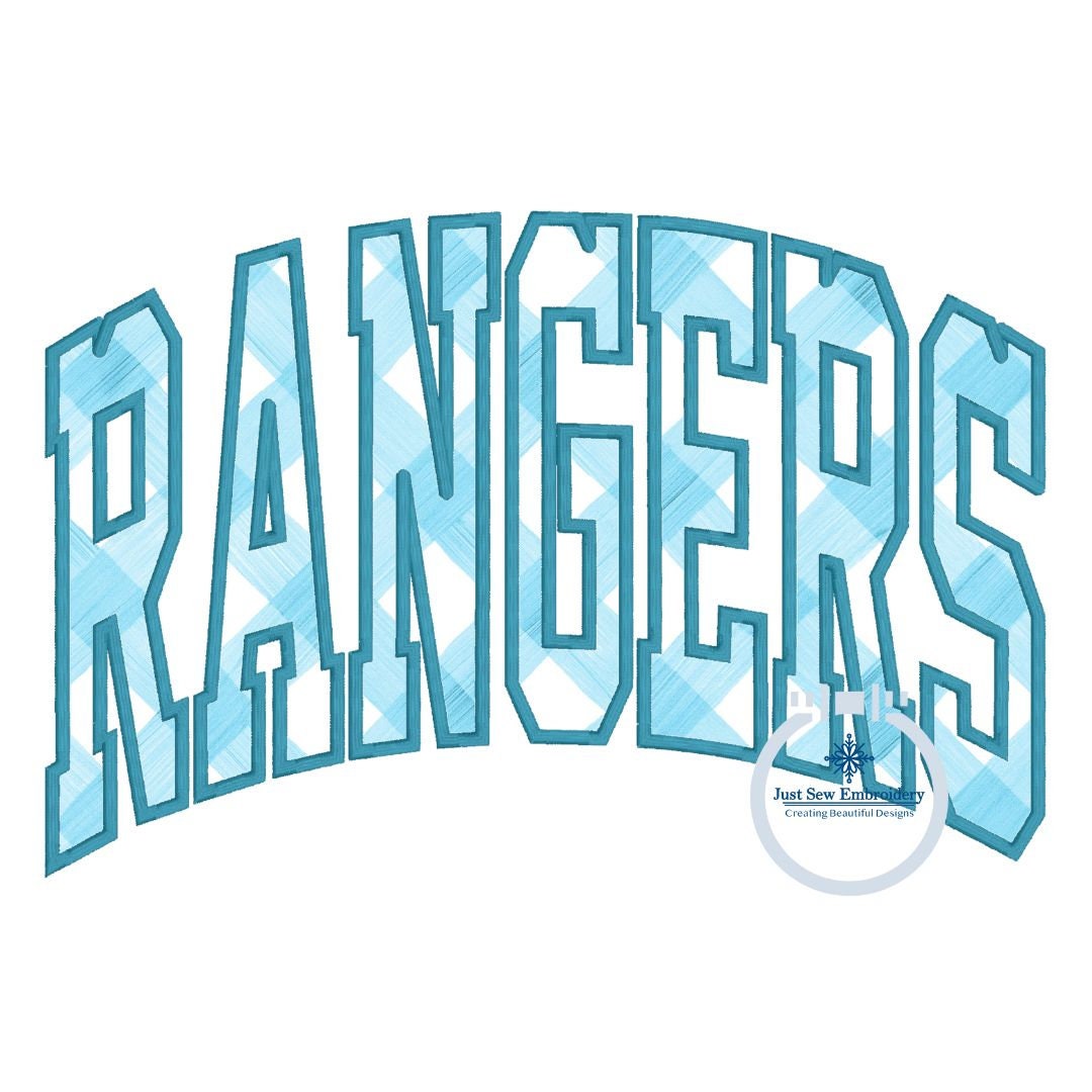 RANGERS Arched Applique Embroidery Machine Embroidery Satin Stitch Edge ...