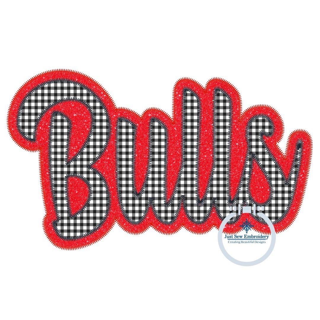 Bulls Script Applique Embroidery Design Double Layer Zigzag Edge Four ...