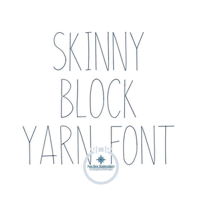 Chenille Yarn Skinny Block Font Applique Embroidery Six Sizes 3, 4, 5 ...