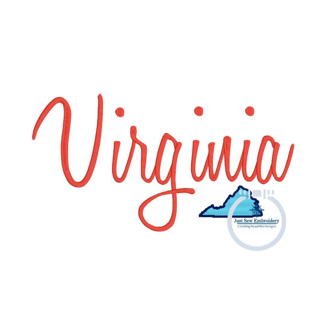 Virginia Script State Embroidery Design VA Machine Embroidery Five ...