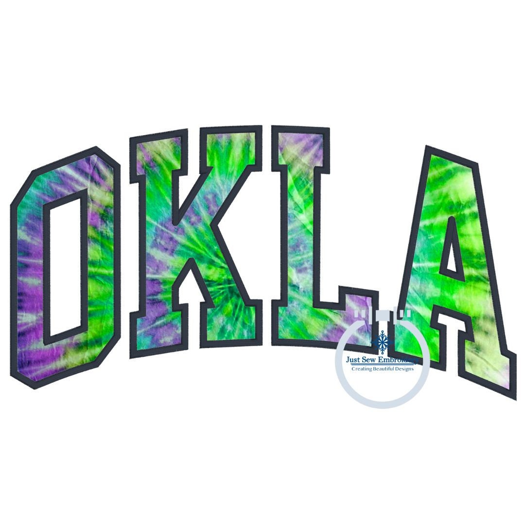 OKLA Arched Satin Applique Embroidery Design Four Sizes 5x7, 8x8, 6x10 ...