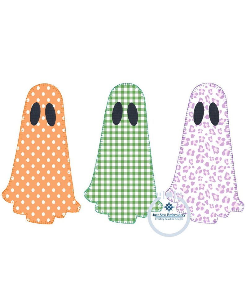 Ghost Trio Applique Embroidery Design Blanket Stitch Filled Eyes ...
