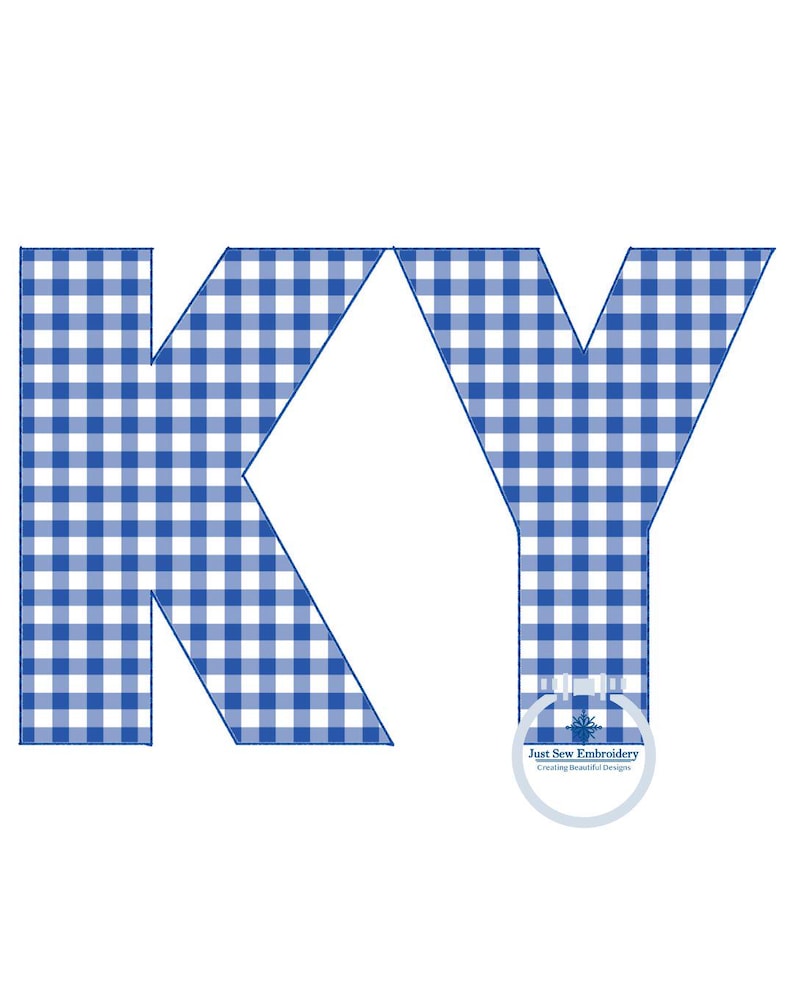 KY Bold Block Applique Embroidery Kentucky Design Raggy Stitch One Size ...
