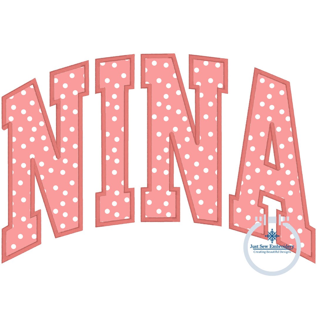 NINA Arched Applique Embroidery Design Satin Stitch Five Sizes 5x7 ...