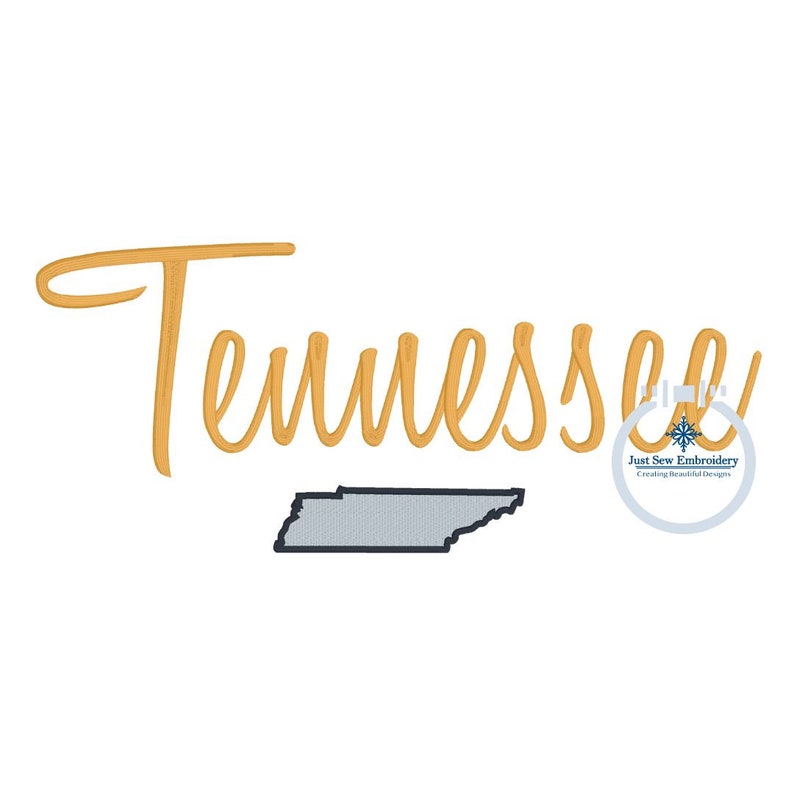 Tennessee Embroidery Design Satin Stitch Script With State in - Etsy